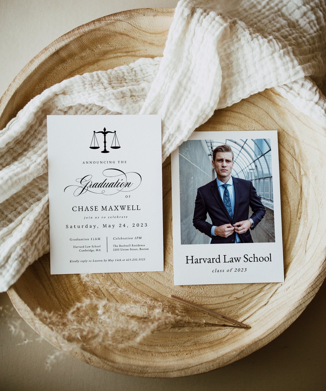 Law School Graduation Invitation Template, Editable Law School ...