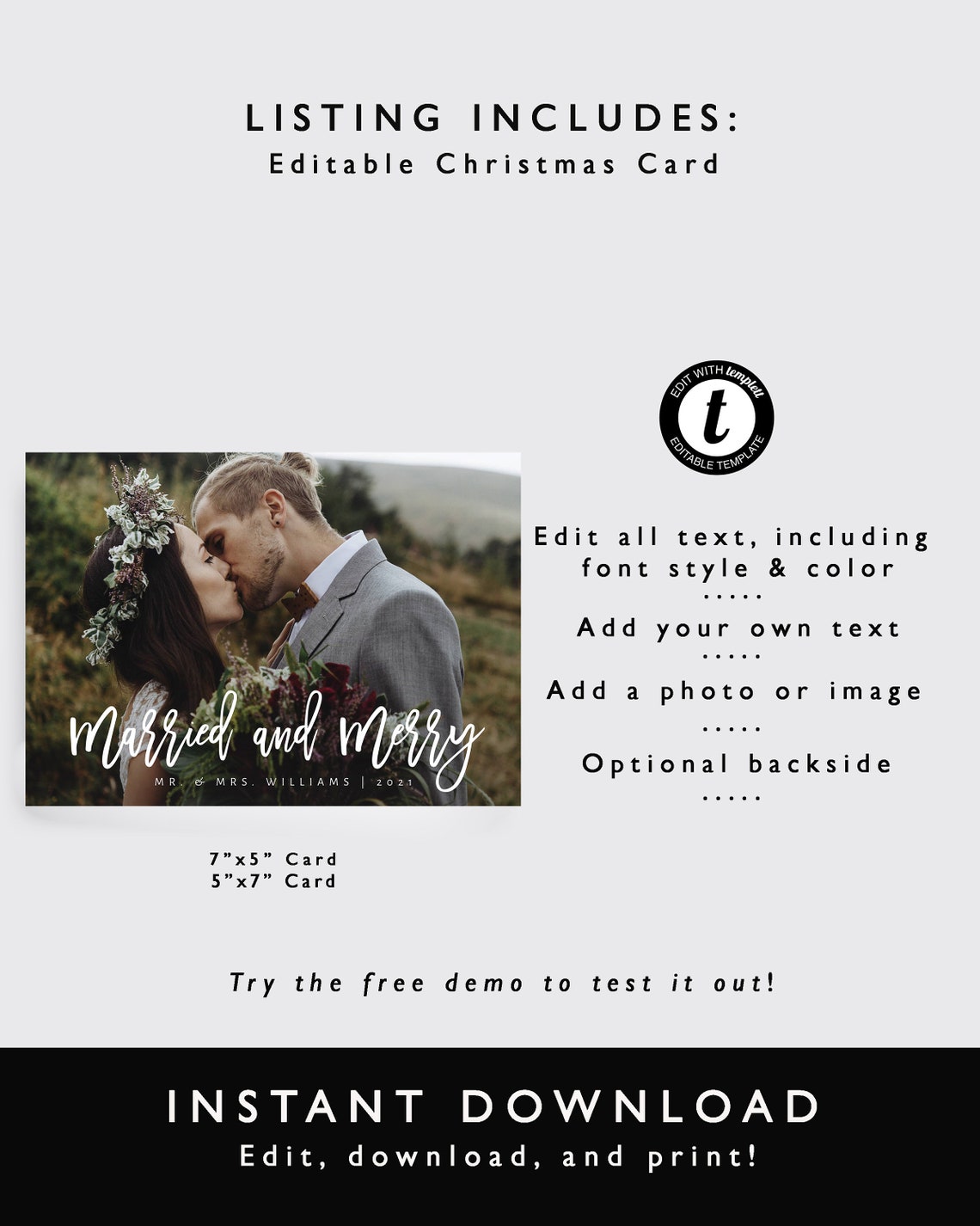 Married and Merry Christmas Card Married Christmas Card Photo - Etsy