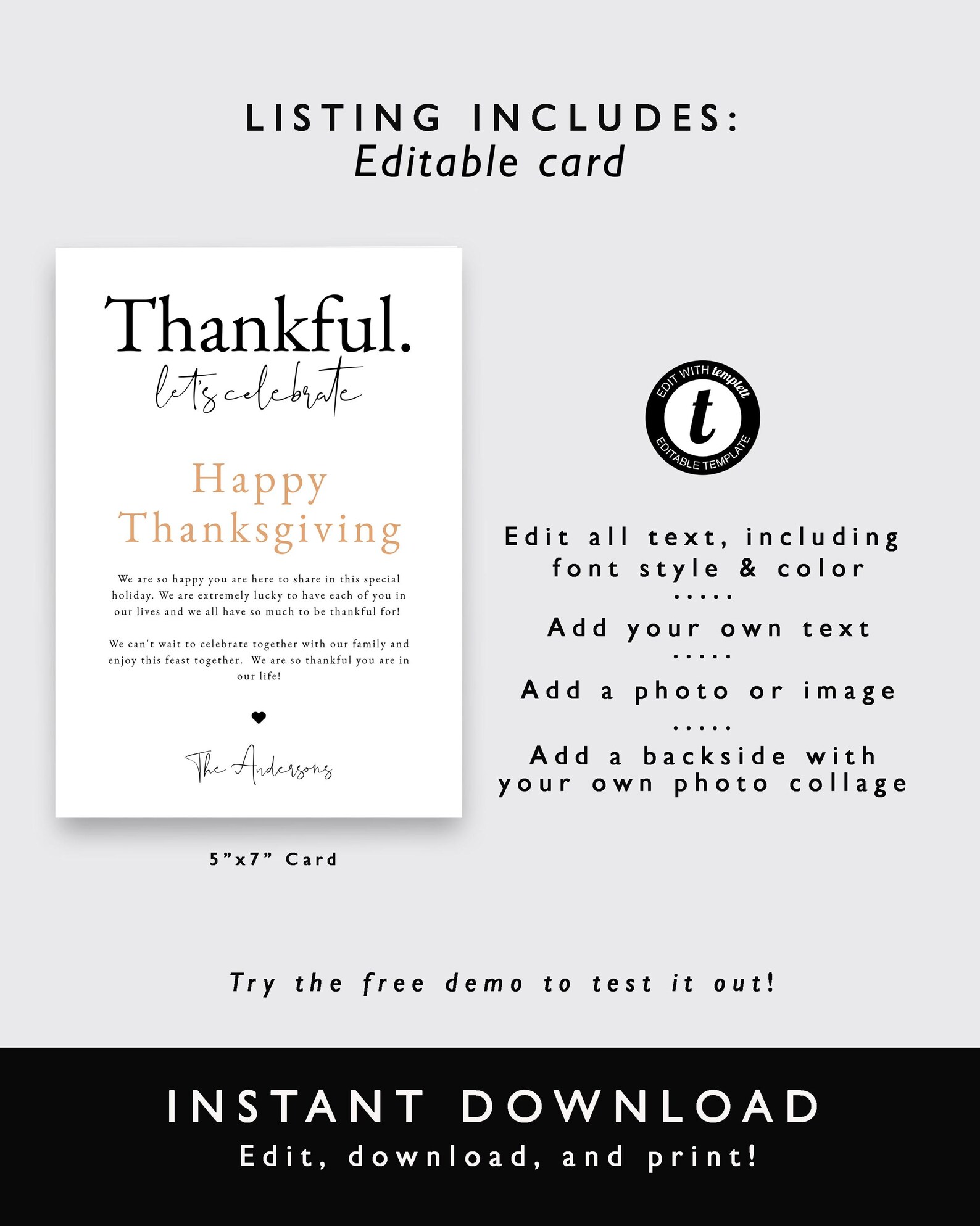 Thanksgiving Thankful Welcome Card Template, Thanksgiving Dinner ...