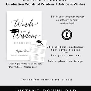 Graduation Advice and Wishes, Printable Graduation Words of Wisdom ...