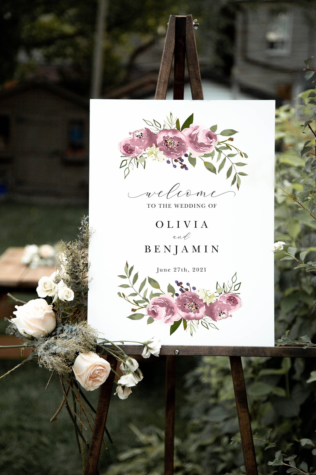 Large Wedding Welcome Sign, Custom Wedding Sign, Mauve Welcome Sign in ...