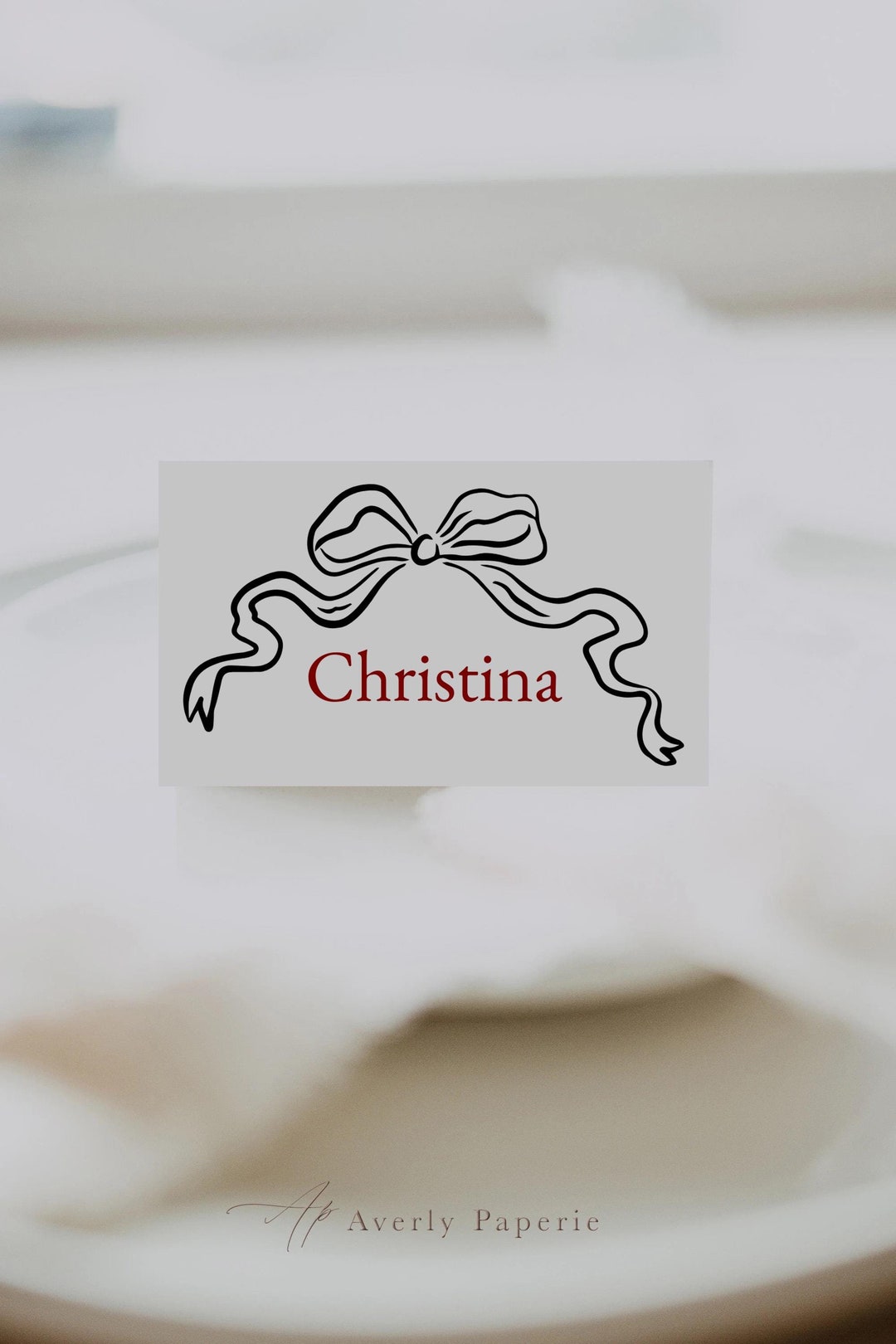 Elegant Christmas Place Card Template, Whimsical Holiday Name Card With ...