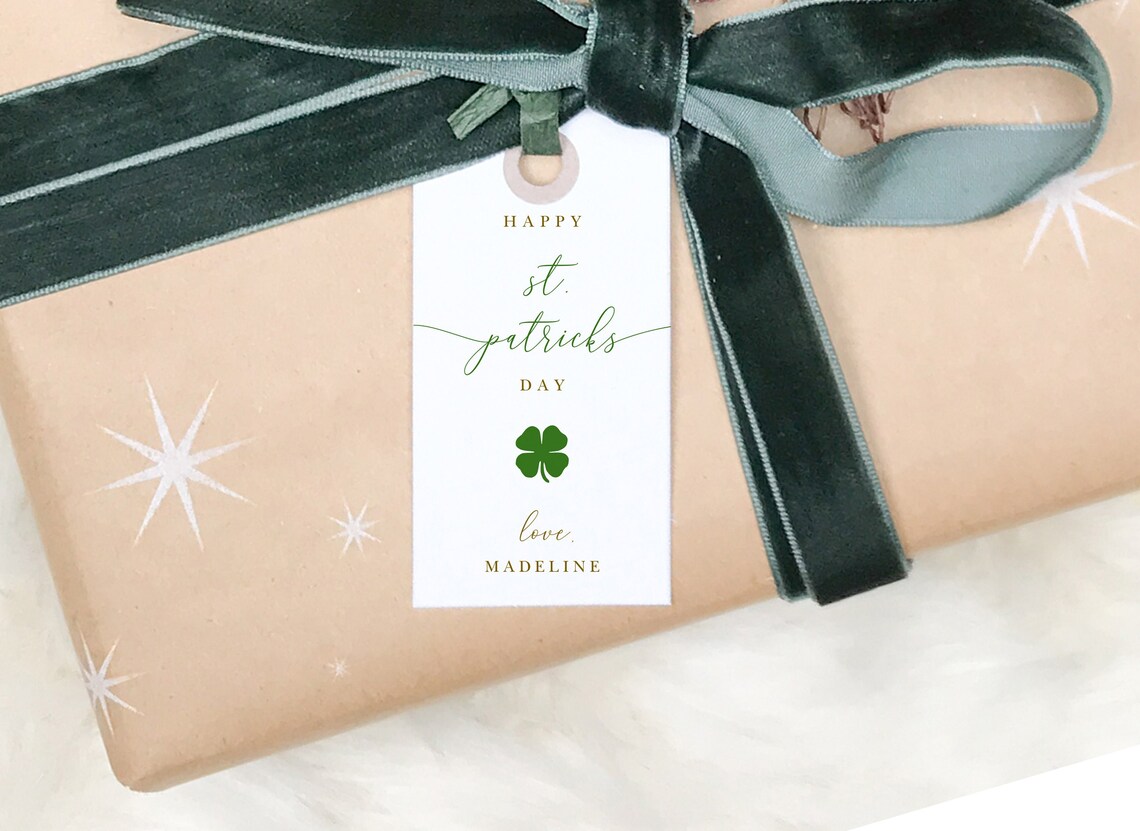 Printable St Patrick's Day Gift Tag, Modern Saint Patricks Day Tag ...