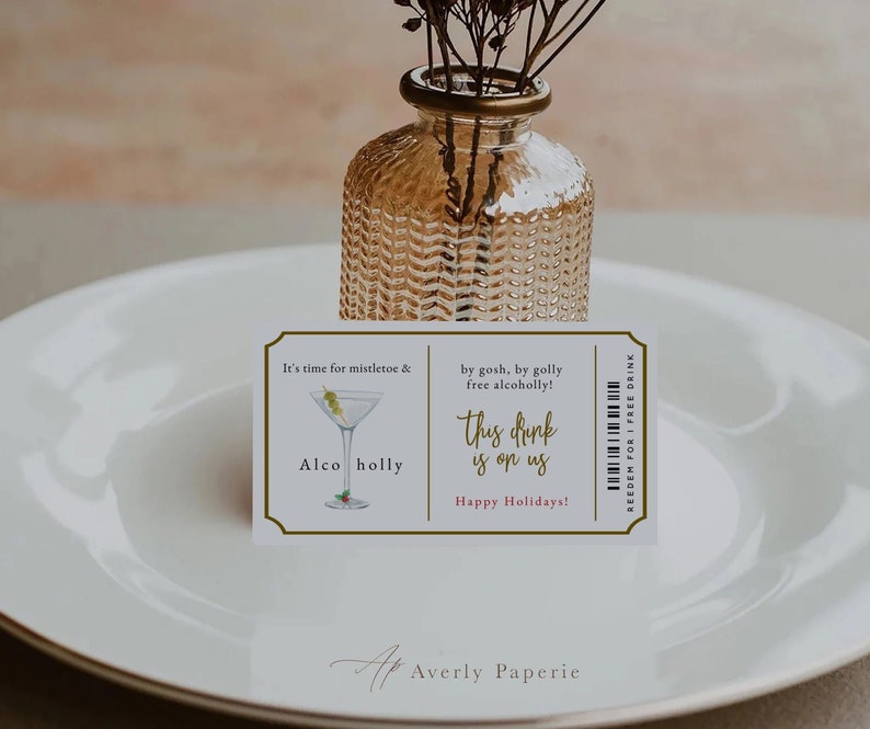 Printable Christmas Drink Coupon, Time for Mistletoe and Alcoholly ...