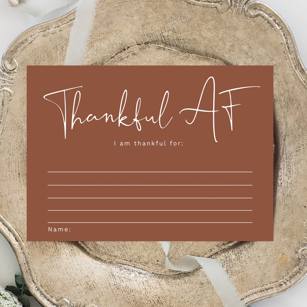 Friendsgiving or Thanksgiving Thankful Card, Thankful AF Card ...