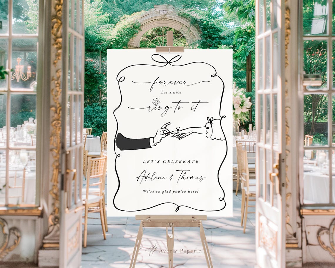 Hand Drawn Engagement Welcome Sign Template, Forever Has A Nice Ring to ...