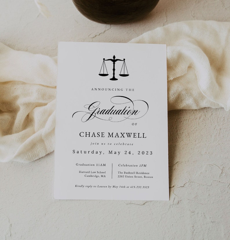 Law School Graduation Invitation Template Editable Law School - Etsy