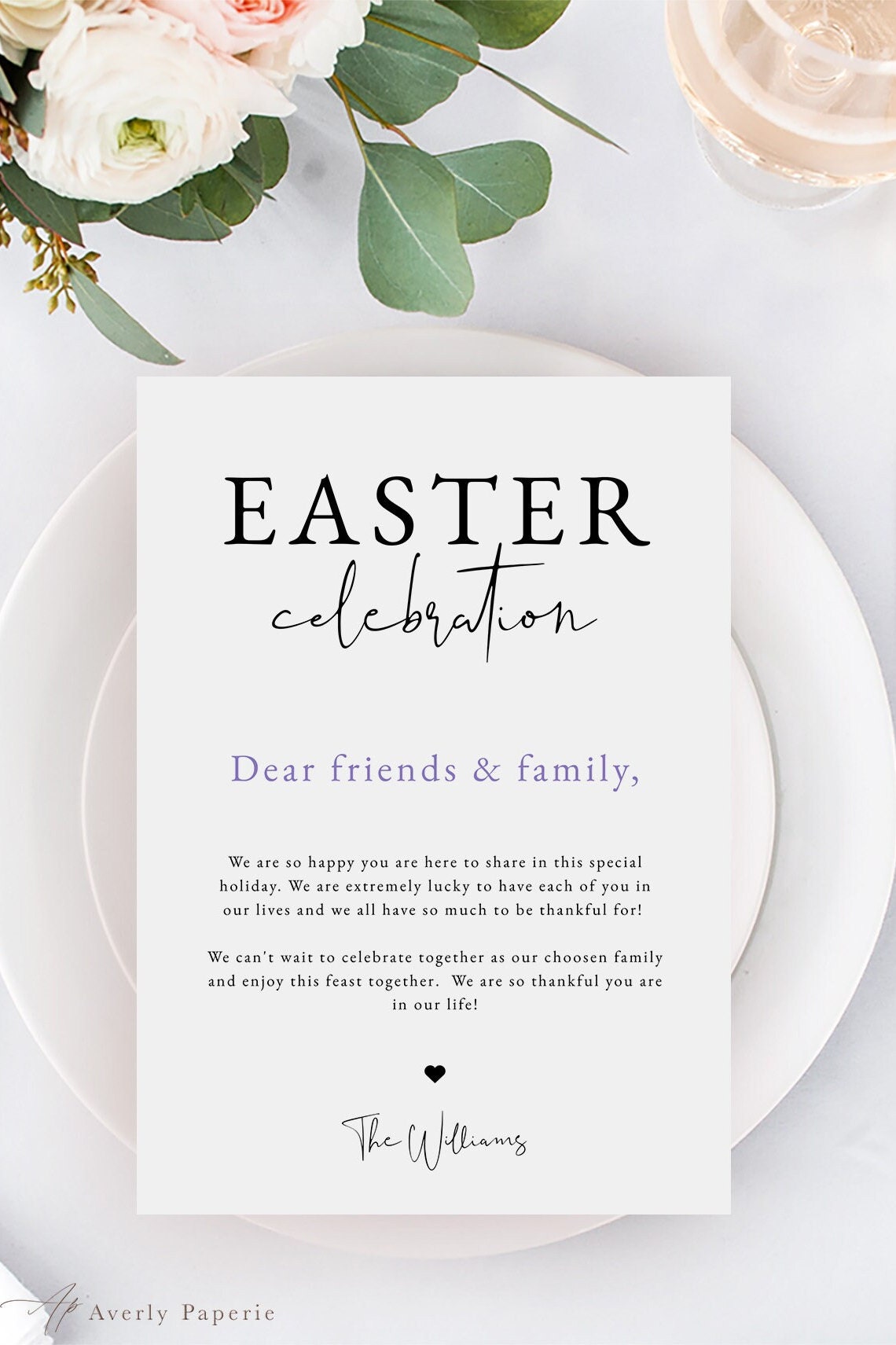 Easter Celebration Welcome Card Template, Easter Sunday Table ...