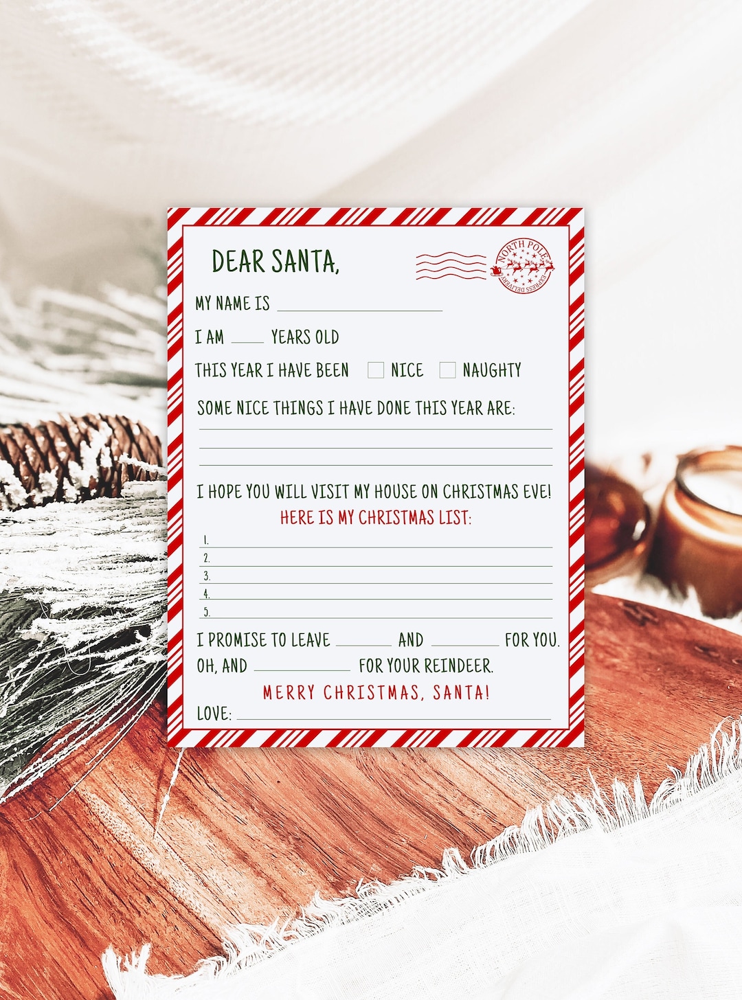 Printable Letter to Santa, Santa Letter DIY, Kids Christmas List ...