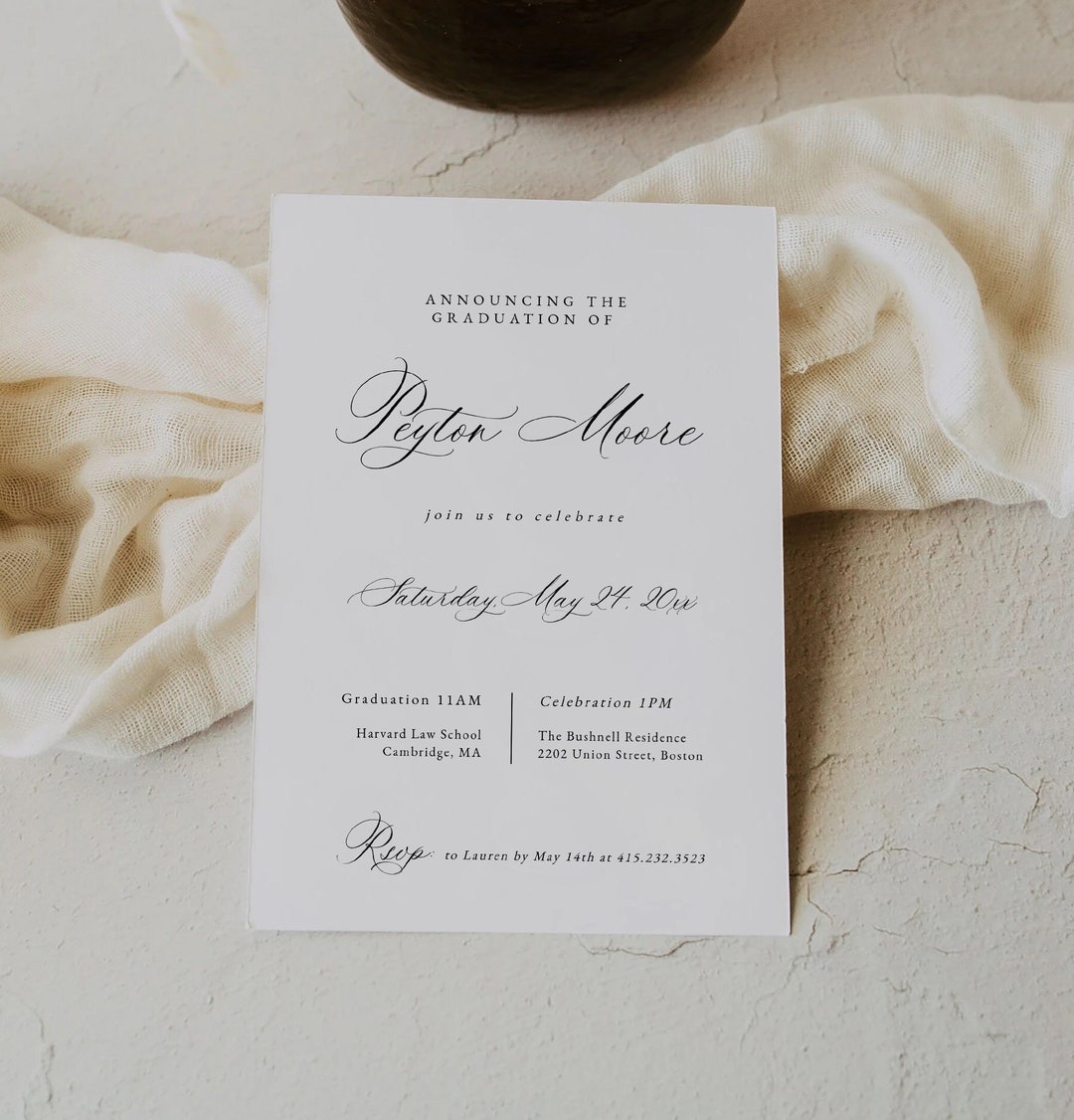 Elegant Graduation Party Invitation, Printable Fancy Graduation ...