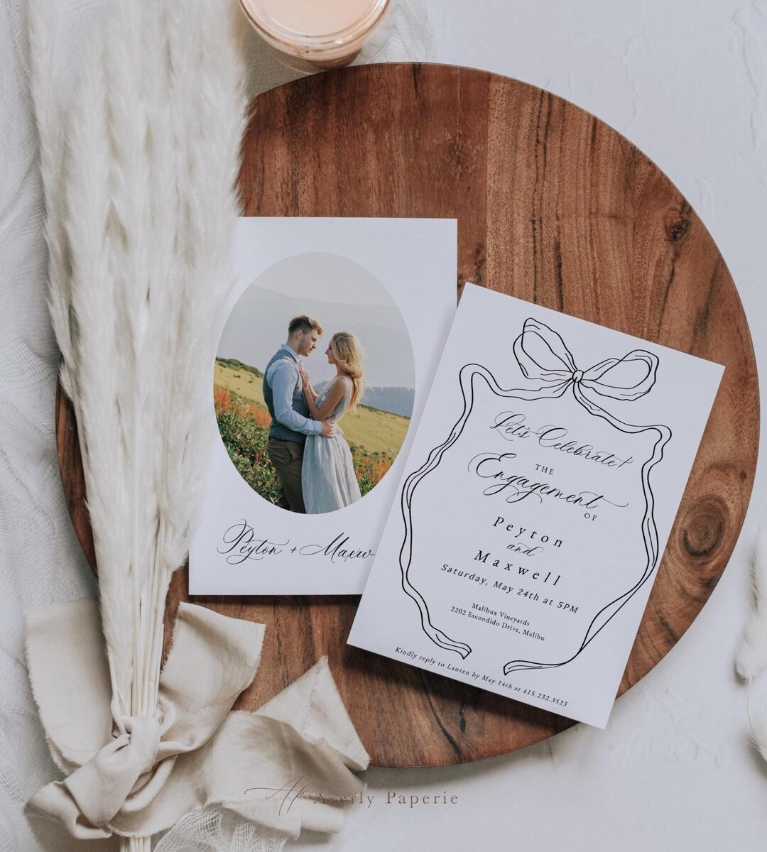 Hand Drawn Engagement Party Invitation Template, Elegant Engagement ...