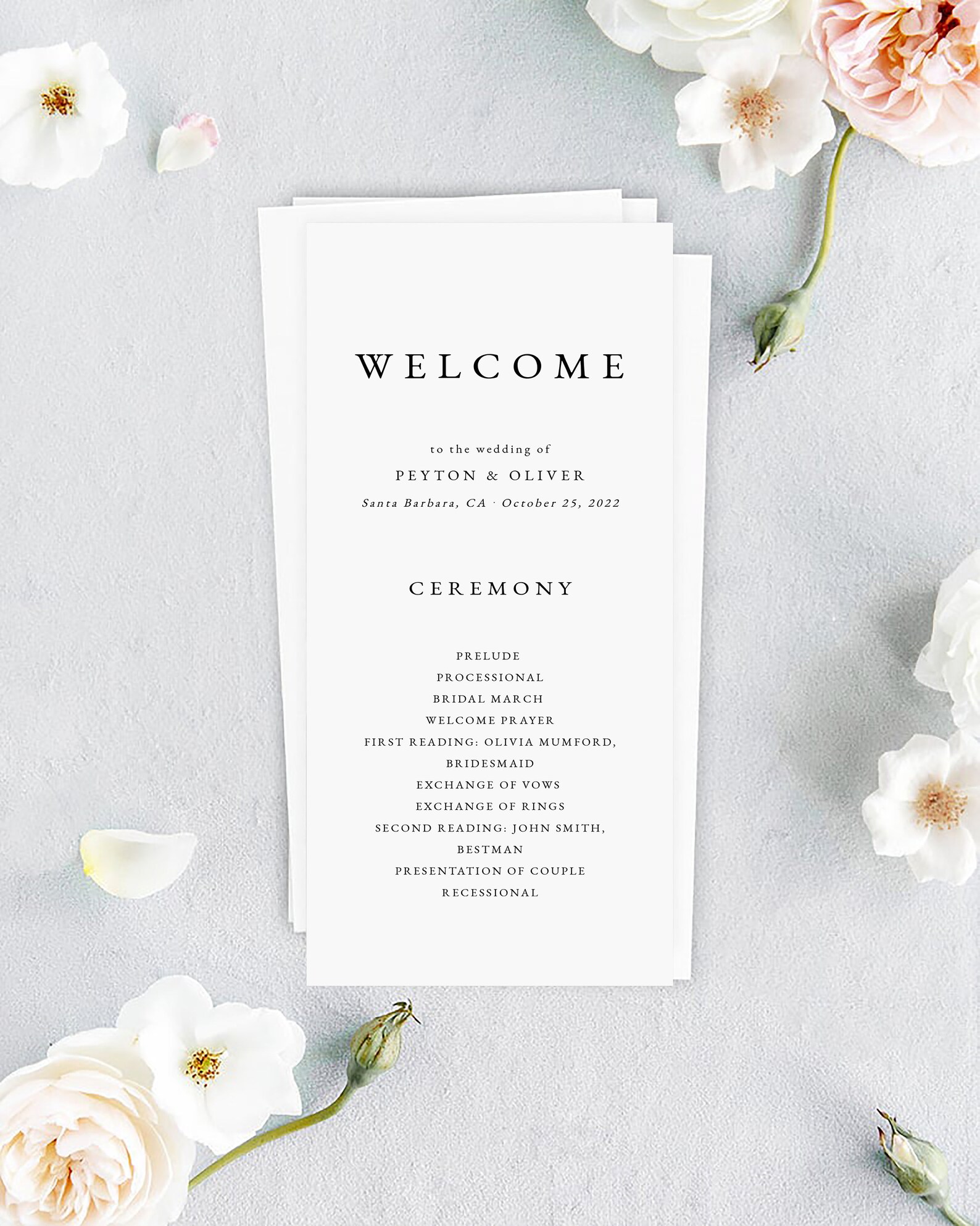 Simple Wedding Program Elegant Modern Program Template for - Etsy