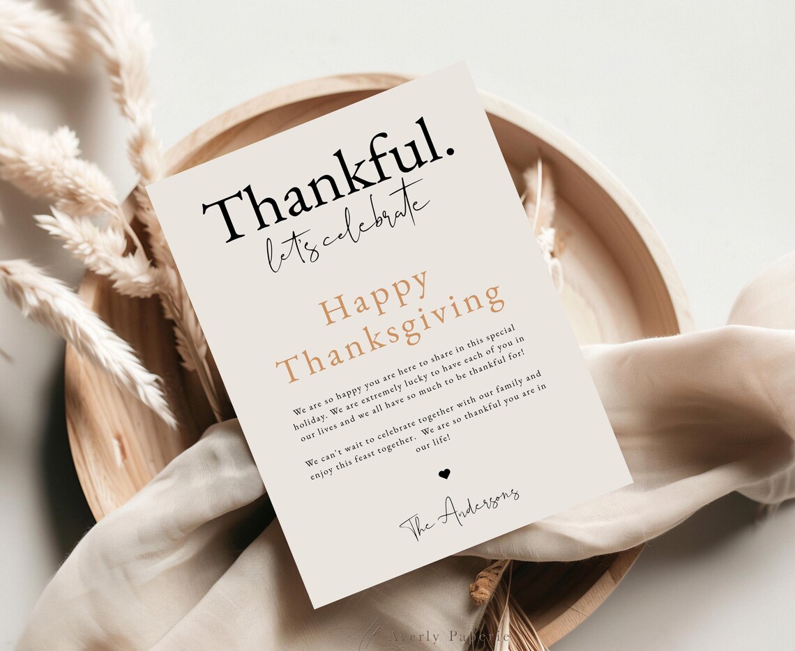 Thanksgiving Thankful Welcome Card Template, Thanksgiving Dinner ...
