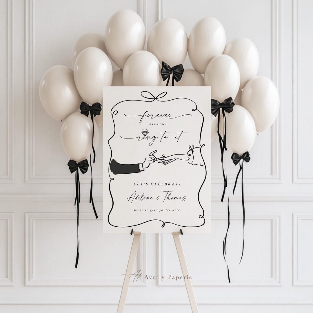 Hand Drawn Engagement Welcome Sign Template, Forever Has A Nice Ring to It Engagement Party ...