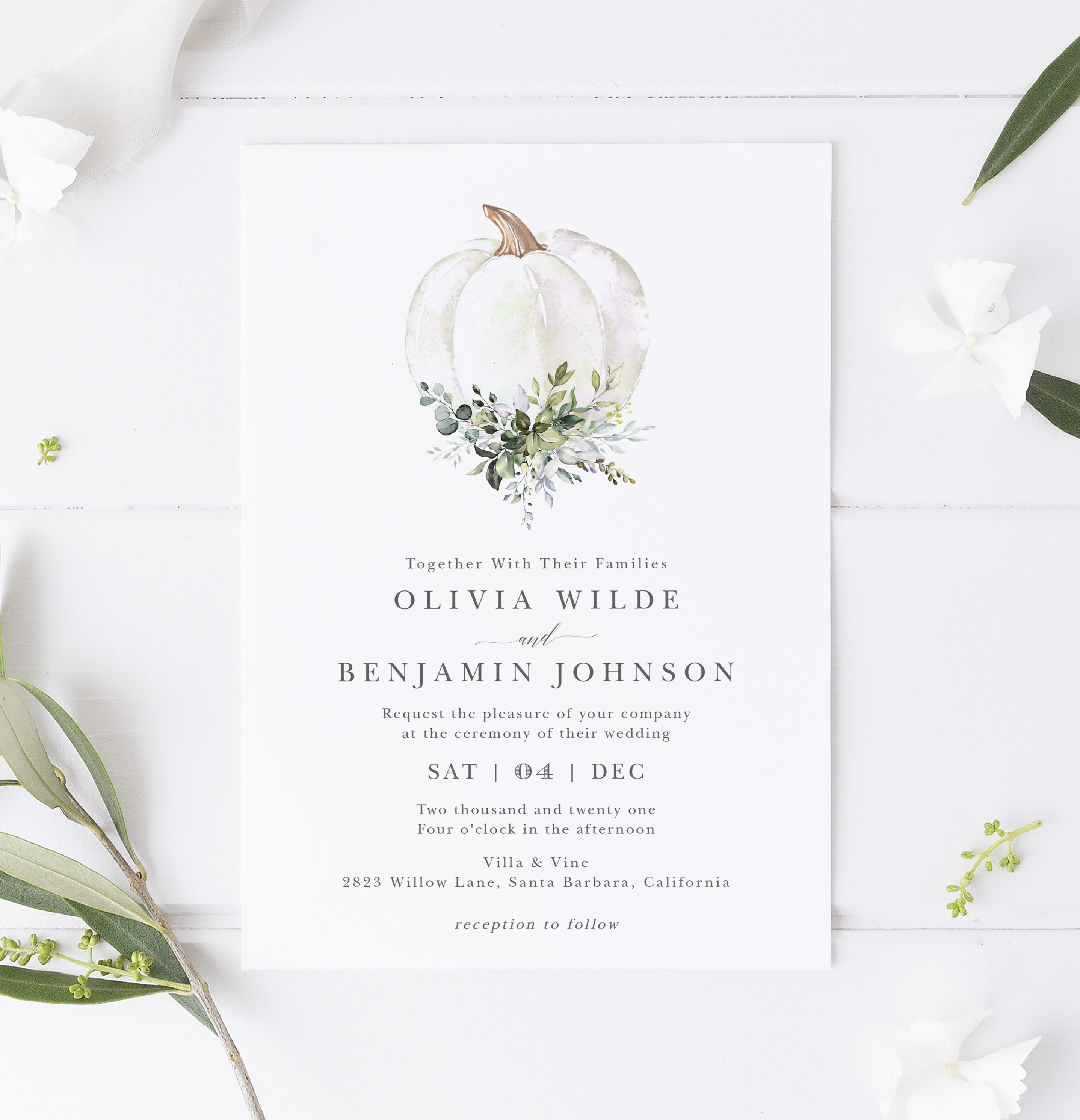 Fall floral pumpkin wedding invitation 2021 wedding set Fall wedding ...