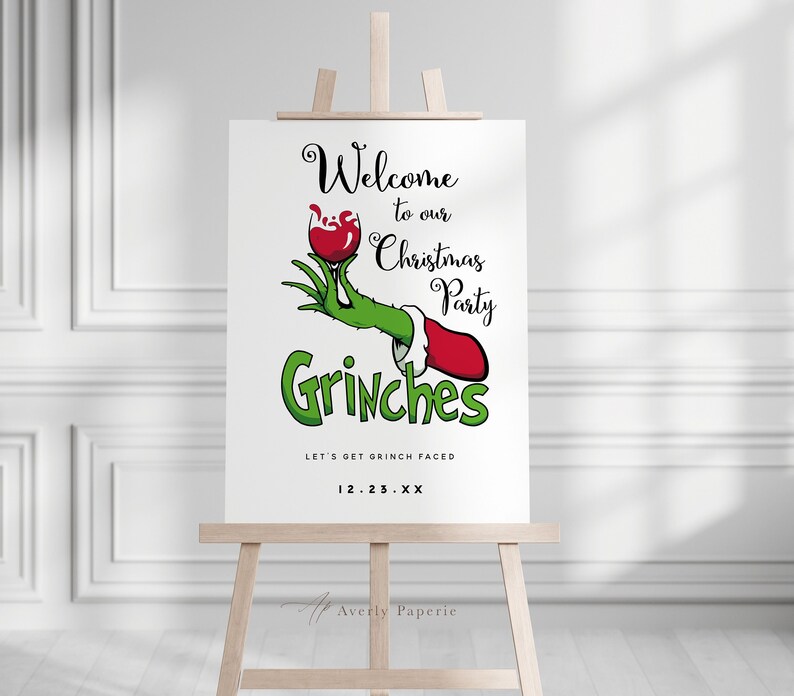 Funny Christmas Welcome Sign Template, Let's Drink up Grinches Welcome ...