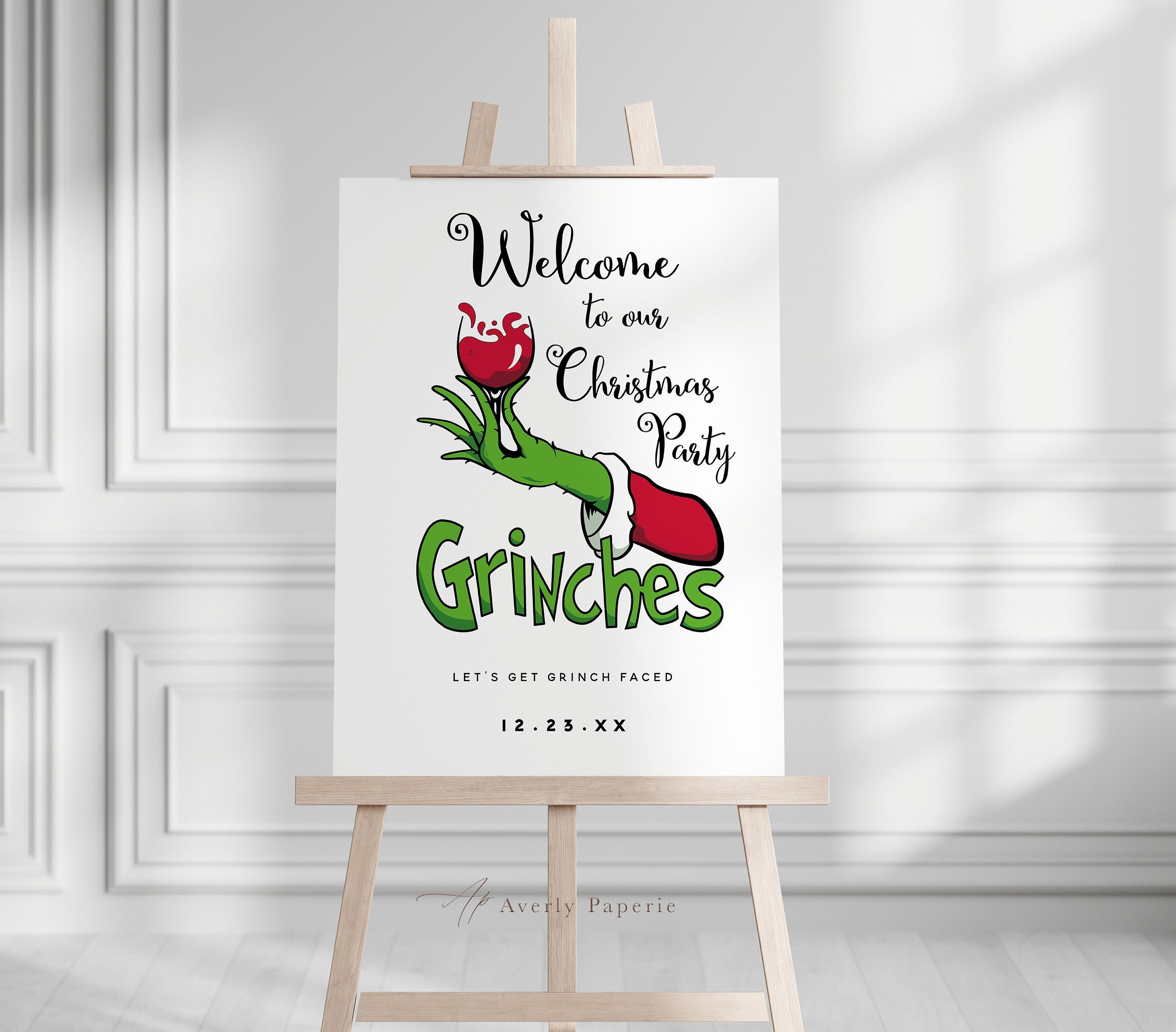 Funny Christmas Welcome Sign Template, Let's Drink up Grinches Welcome ...