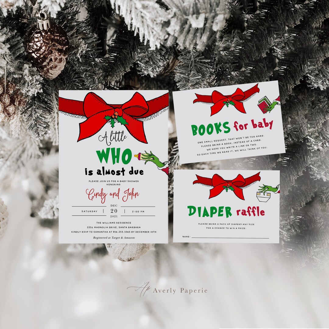 Editable Christmas Baby Shower Invitation, A Little Who is Almost Due ...