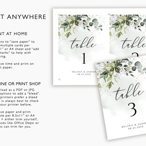 Eucalyptus Table Numbers in 2 Sizes (4x6" + 5x7") • INSTANT DOWNLOAD ...