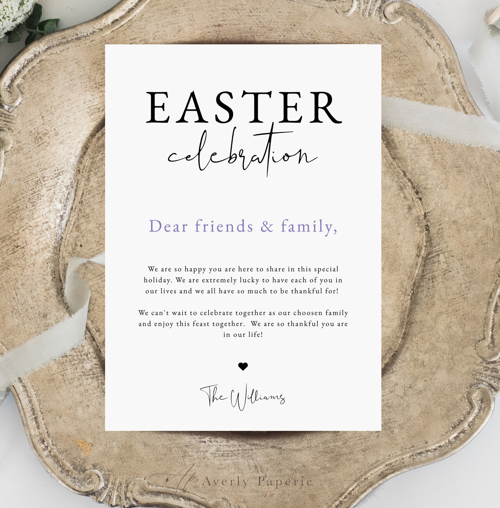 Easter Celebration Welcome Card Template, Easter Sunday Table ...