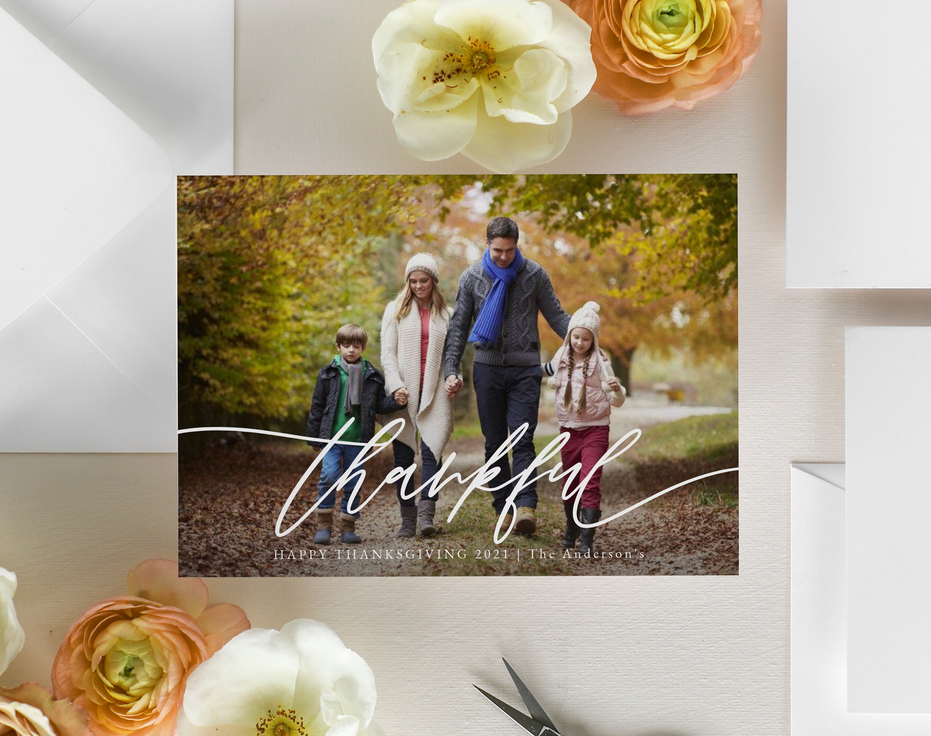 Printable Thanksgiving Card With Photo Thankful Thanksgiving - Etsy