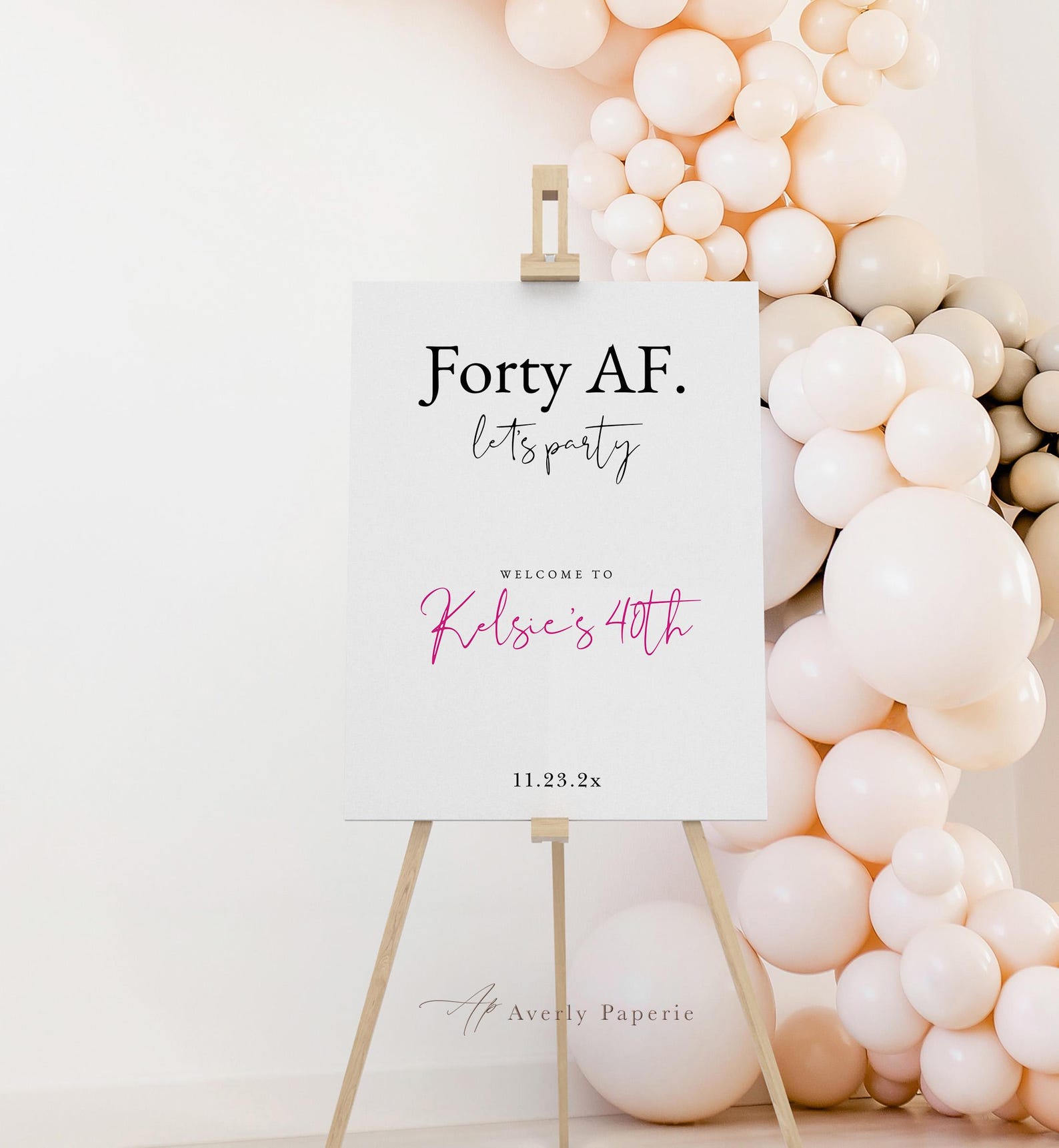 Forty AF Birthday Party Welcome Sign Template, Funny Fortieth Birthday ...