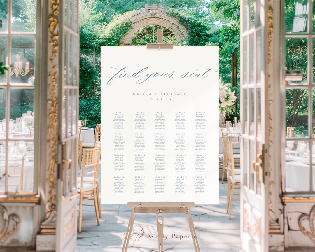 Simple Seating Chart Wedding Sign, Elegant Calligraphy Seating Chart ...