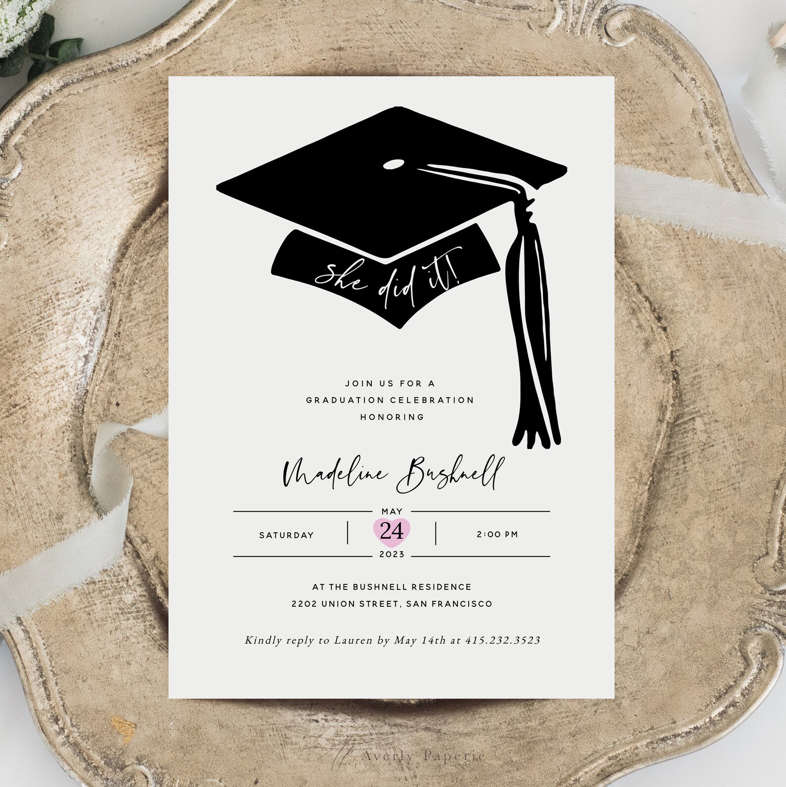 She Did It Graduation Invitation Template Editable Graduation - Etsy