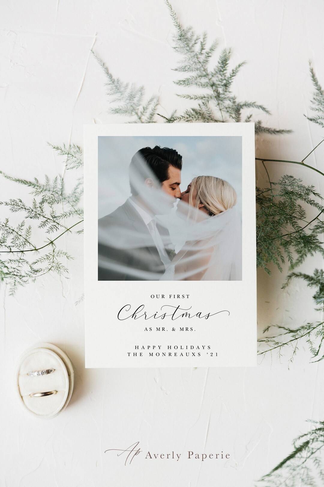 Our First Christmas Card, Just Married Christmas Card, Newlywed Photo ...
