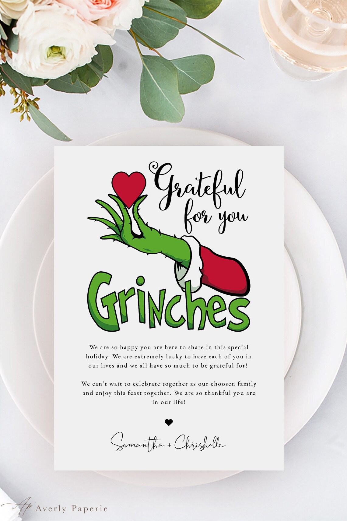Grateful for You Grinches Christmas Party Welcome Note, Grinches ...