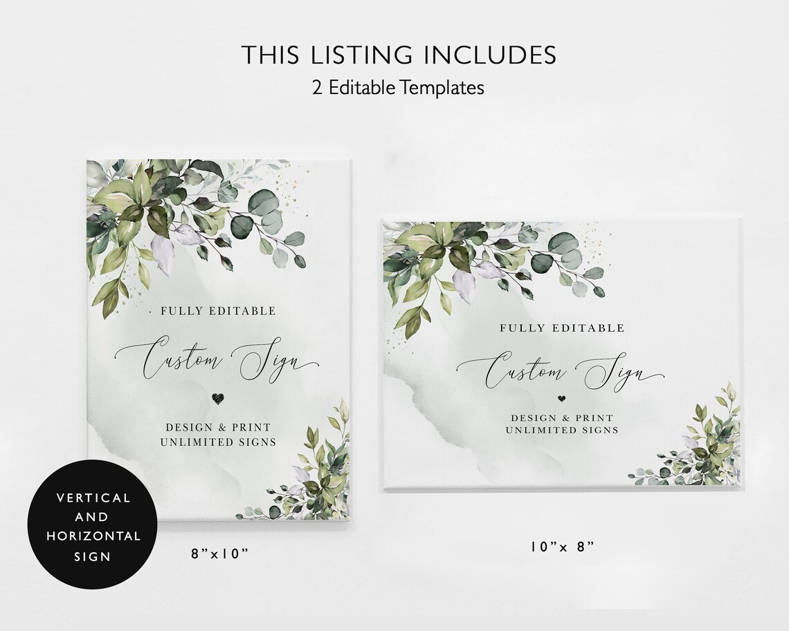 Editable Custom Wedding Sign Template 100% Editable Bridal - Etsy