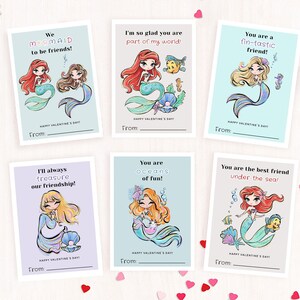 Printable Mermaid Valentine's Day Cards, Classroom Valentine's Day ...