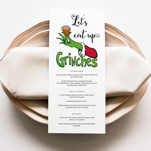 Let's Eat up Grinches Christmas Menu, Editable Classic Holiday Menu ...