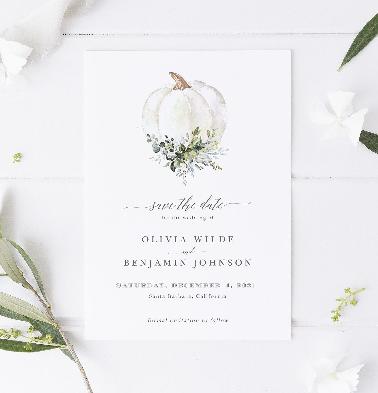 Fall Wedding Save the Date Invitation Template Autumn Dusty - Etsy