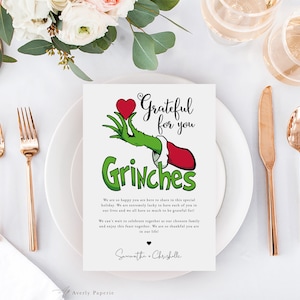 Grateful for You Grinches Christmas Party Welcome Note, Grinches ...