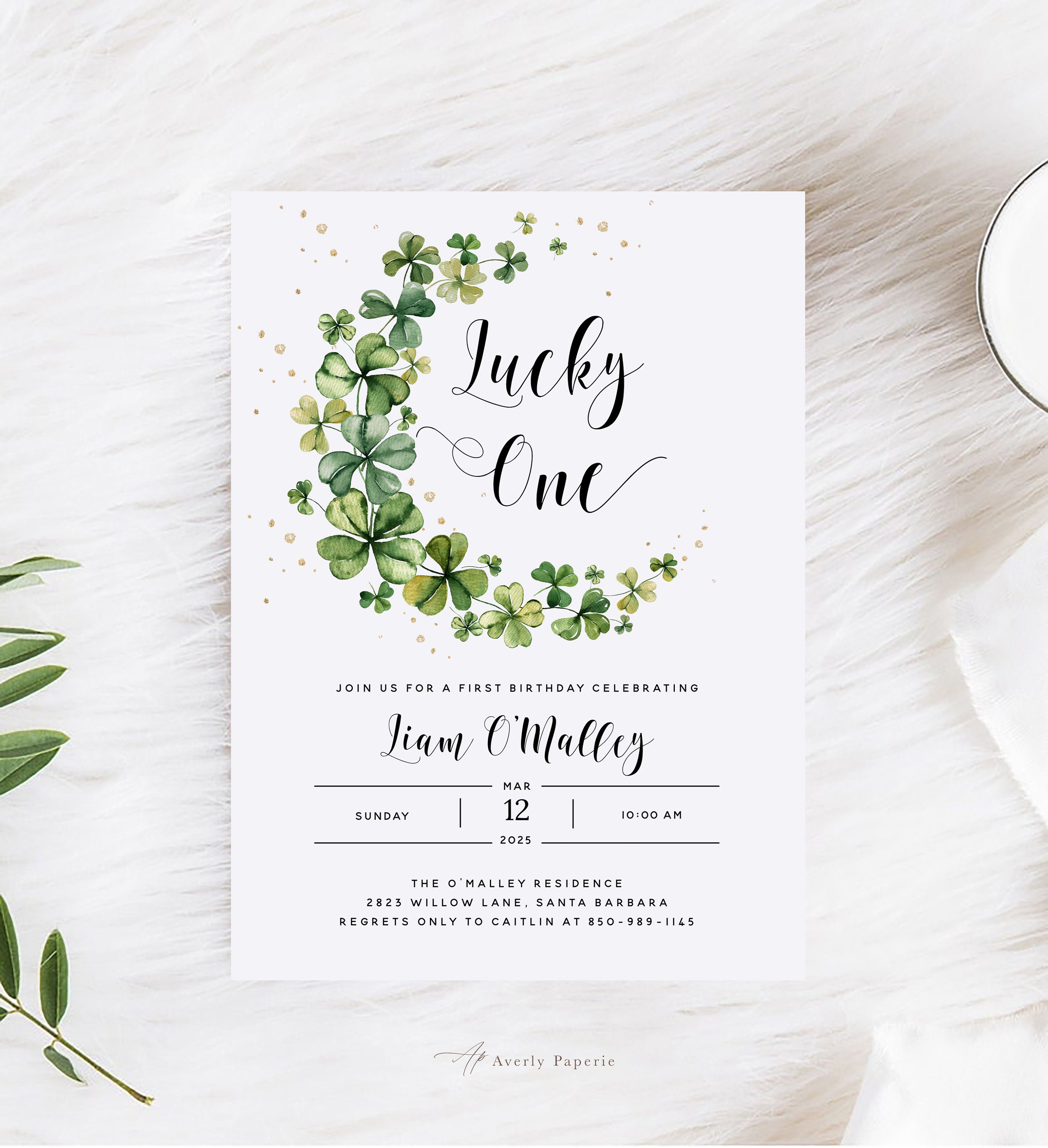 Lucky One Birthday Invitation Template, St Patricks Day Birthday Party ...