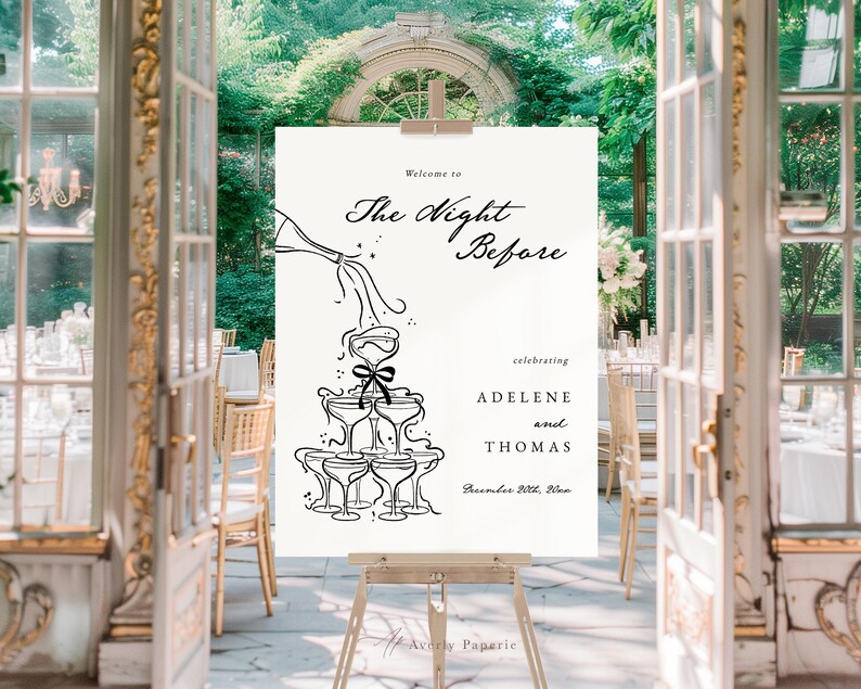 Hand Drawn Rehearsal Dinner Welcome Sign Template, Whimsical Night ...