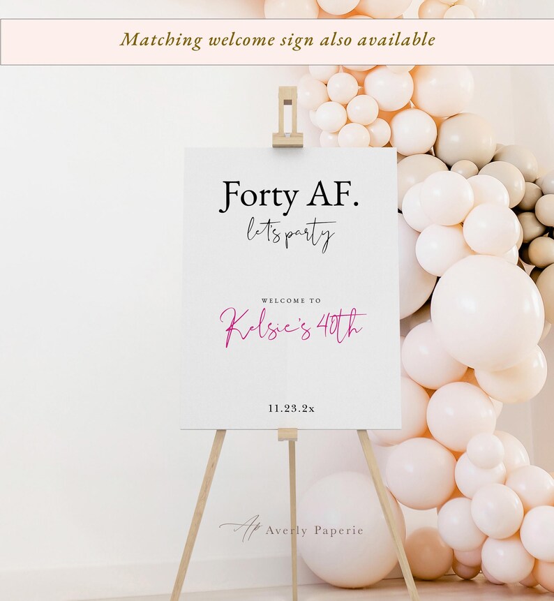 Forty AF Birthday Party Invitation Template, Funny Fortieth Birthday ...