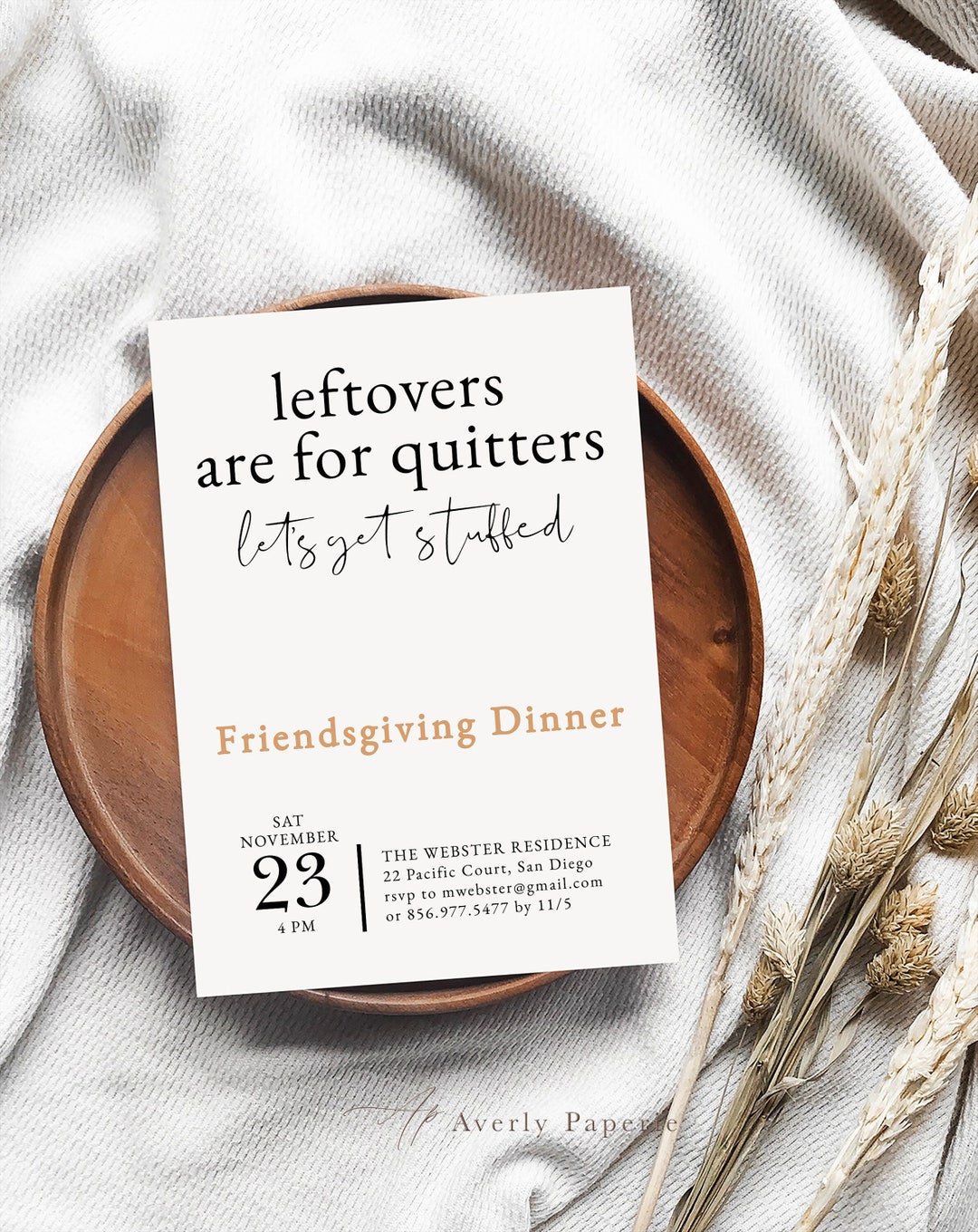 Friendsgiving Let's Get Stuffed Invite Template, Funny Friendsgiving or ...
