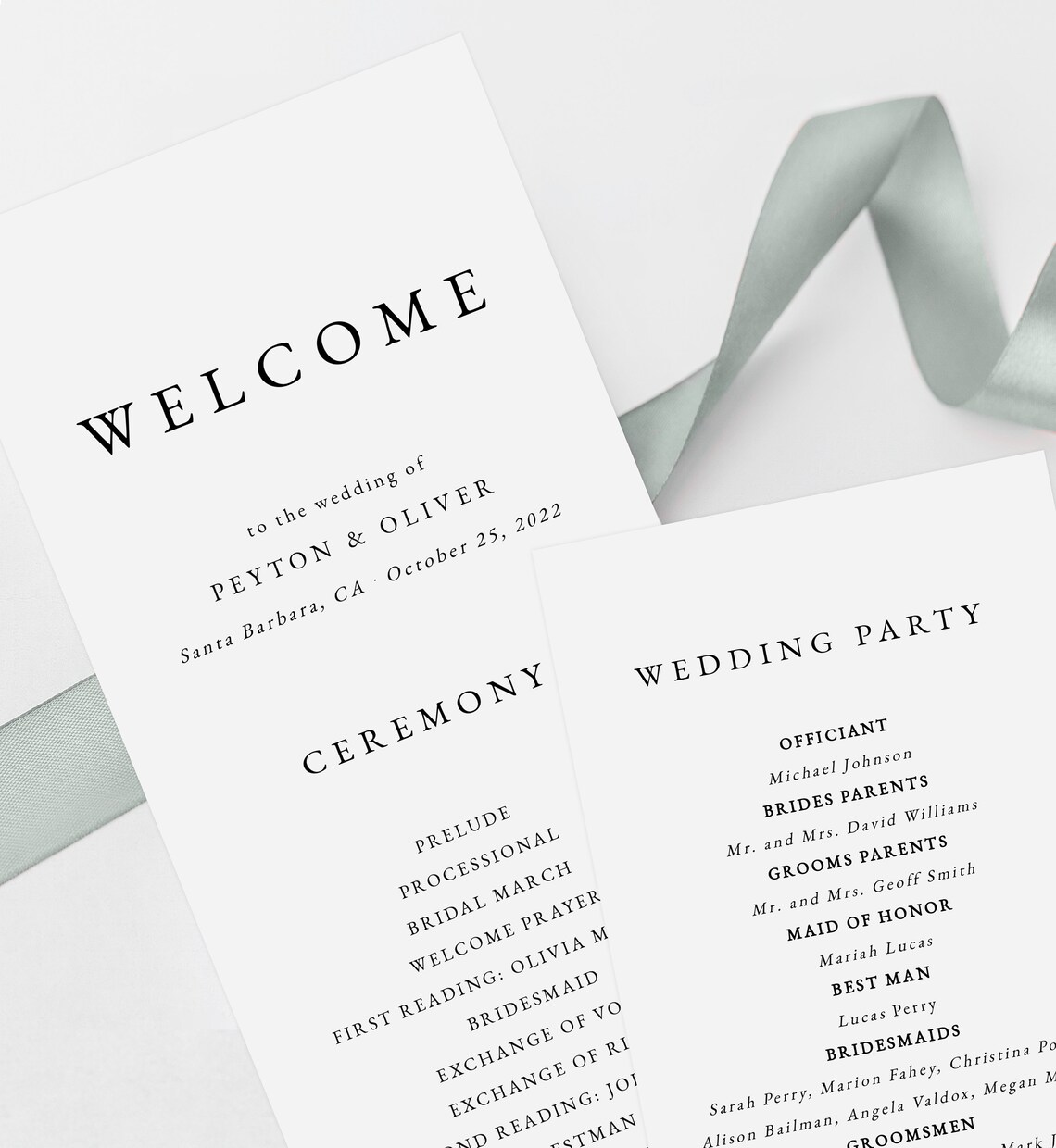 Simple Wedding Program Elegant Modern Program Template for - Etsy