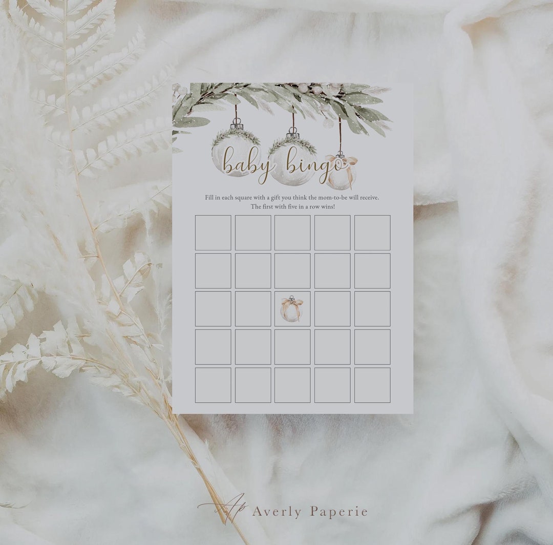 Merry Little Baby Shower Bingo Game Template, Editable Christmas Baby ...