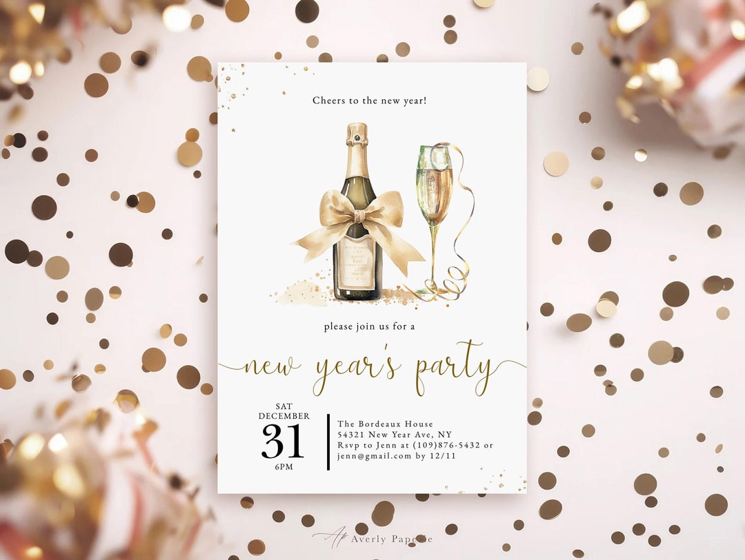 NYE Cocktail Party Invitation Template, Cheers to the New Year ...