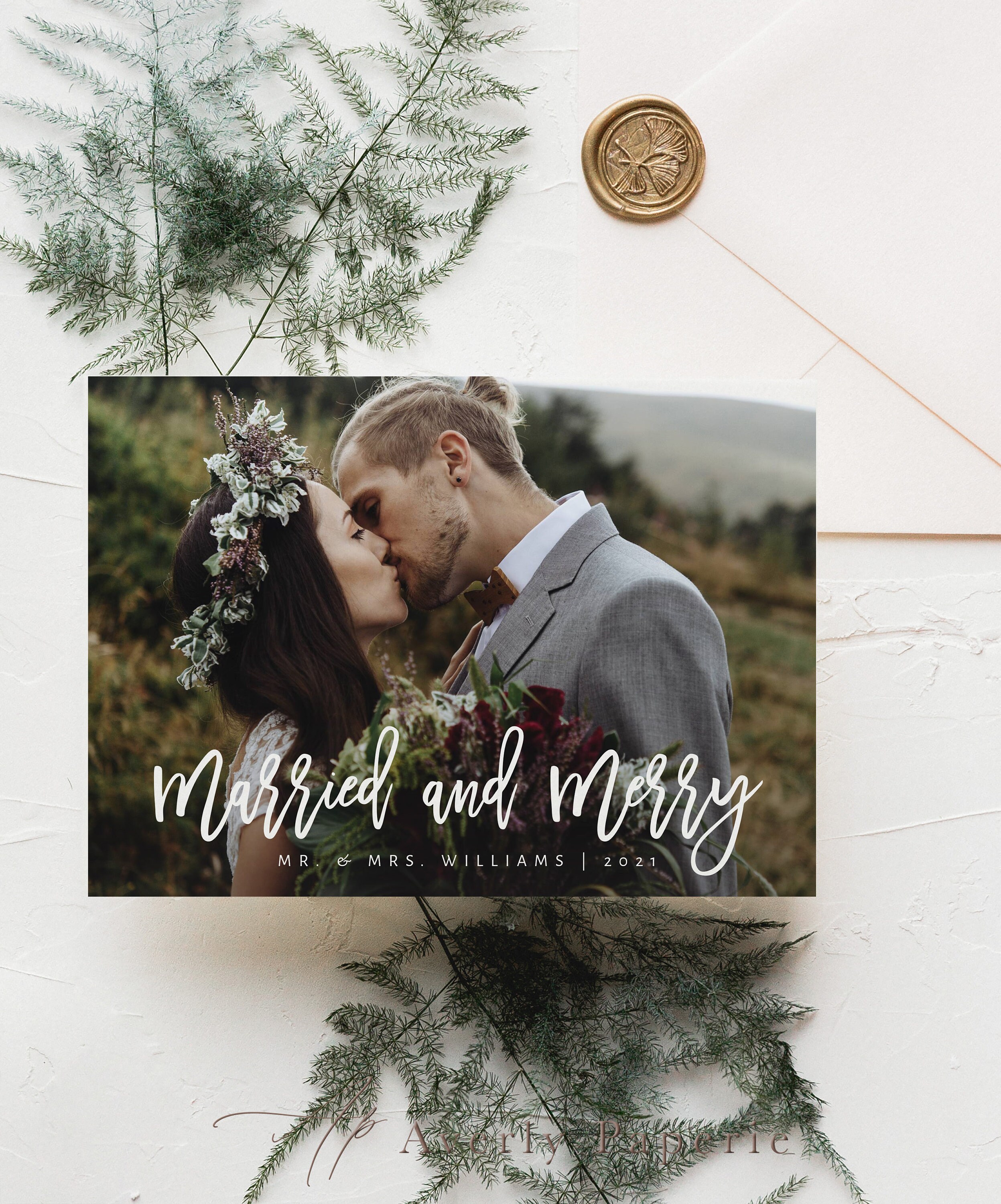 Married and Merry Christmas Card Married Christmas Card Photo - Etsy