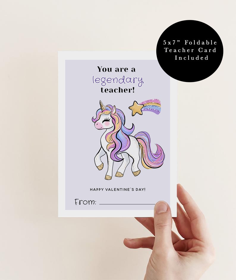 Printable Unicorn Valentine's Day Cards, Valentine's Day Cards for Kids ...