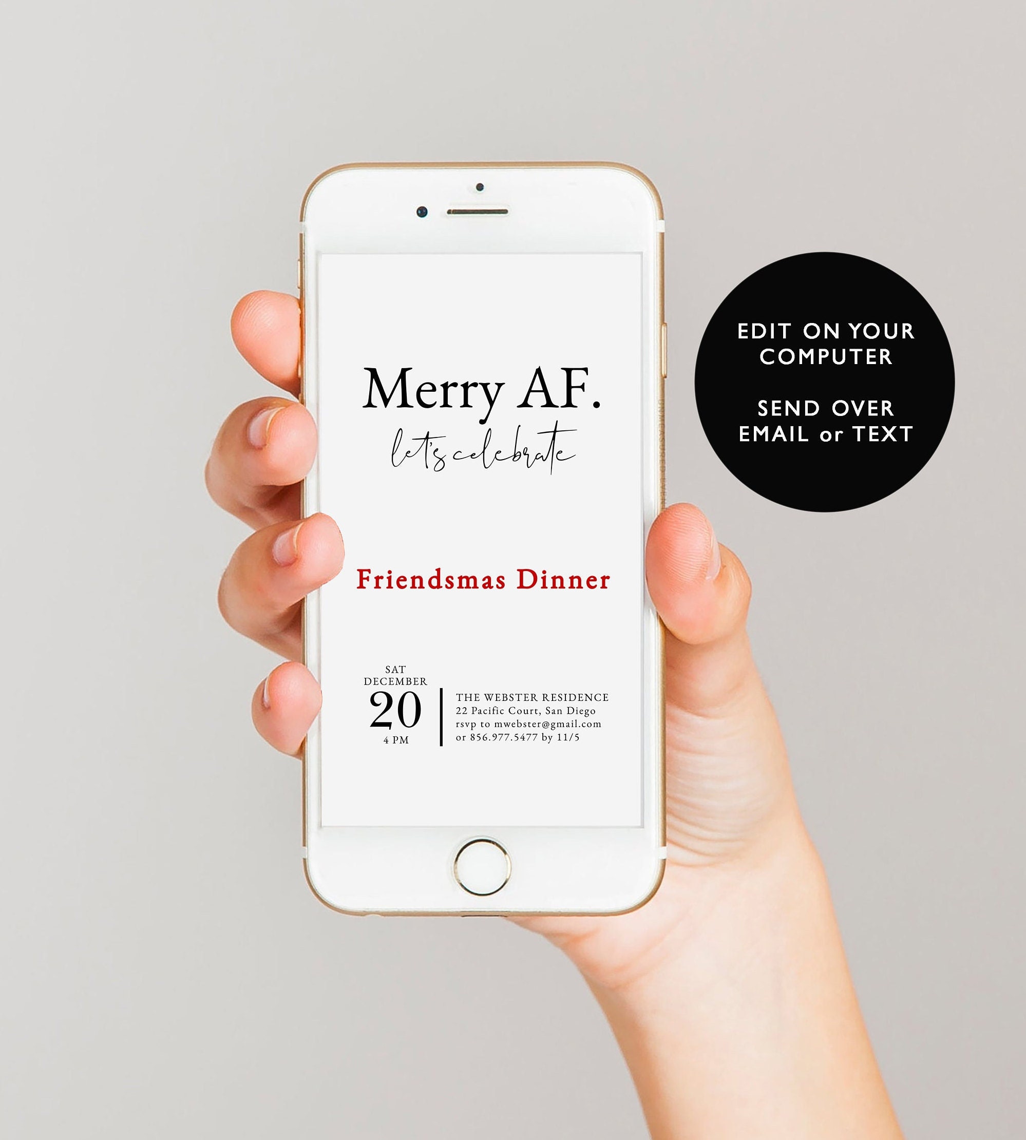 Friendsmas Merry AF Invitation Template Funny Friendsmas or - Etsy