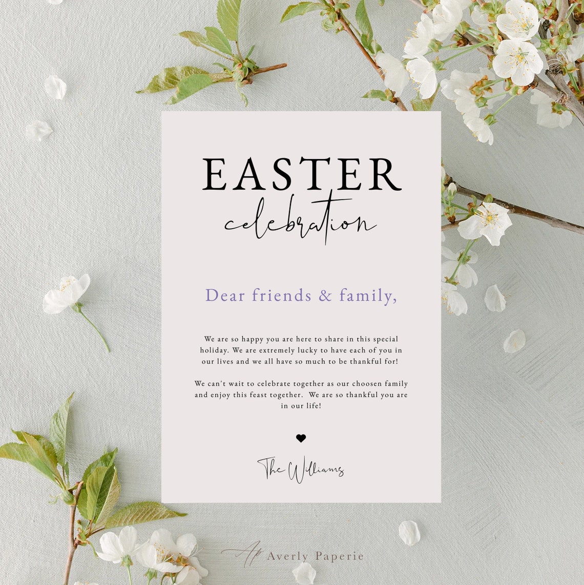 Easter Celebration Welcome Card Template, Easter Sunday Table ...