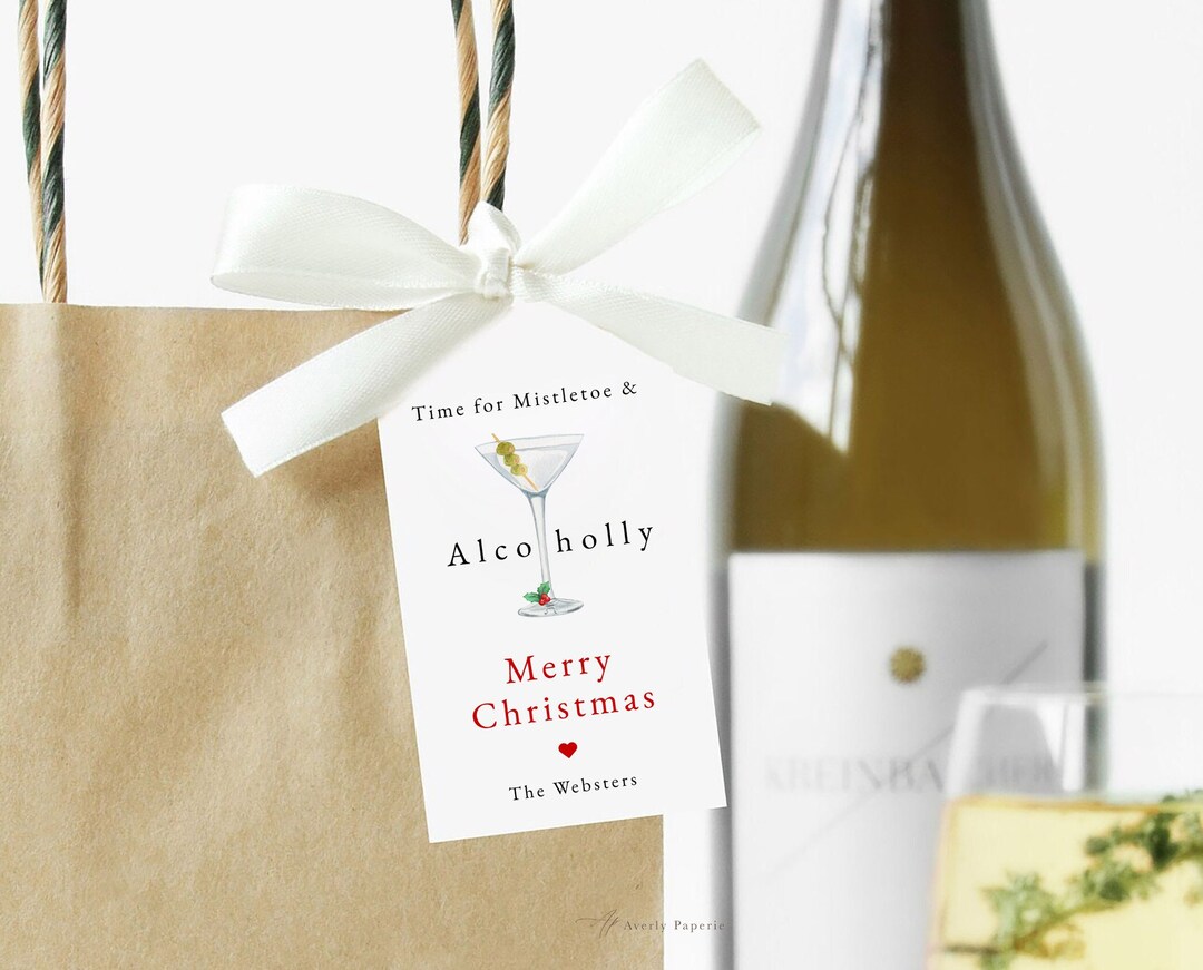 Christmas Gift Tag Template, Time for Mistletoe and Alcoholly Gift Tag ...