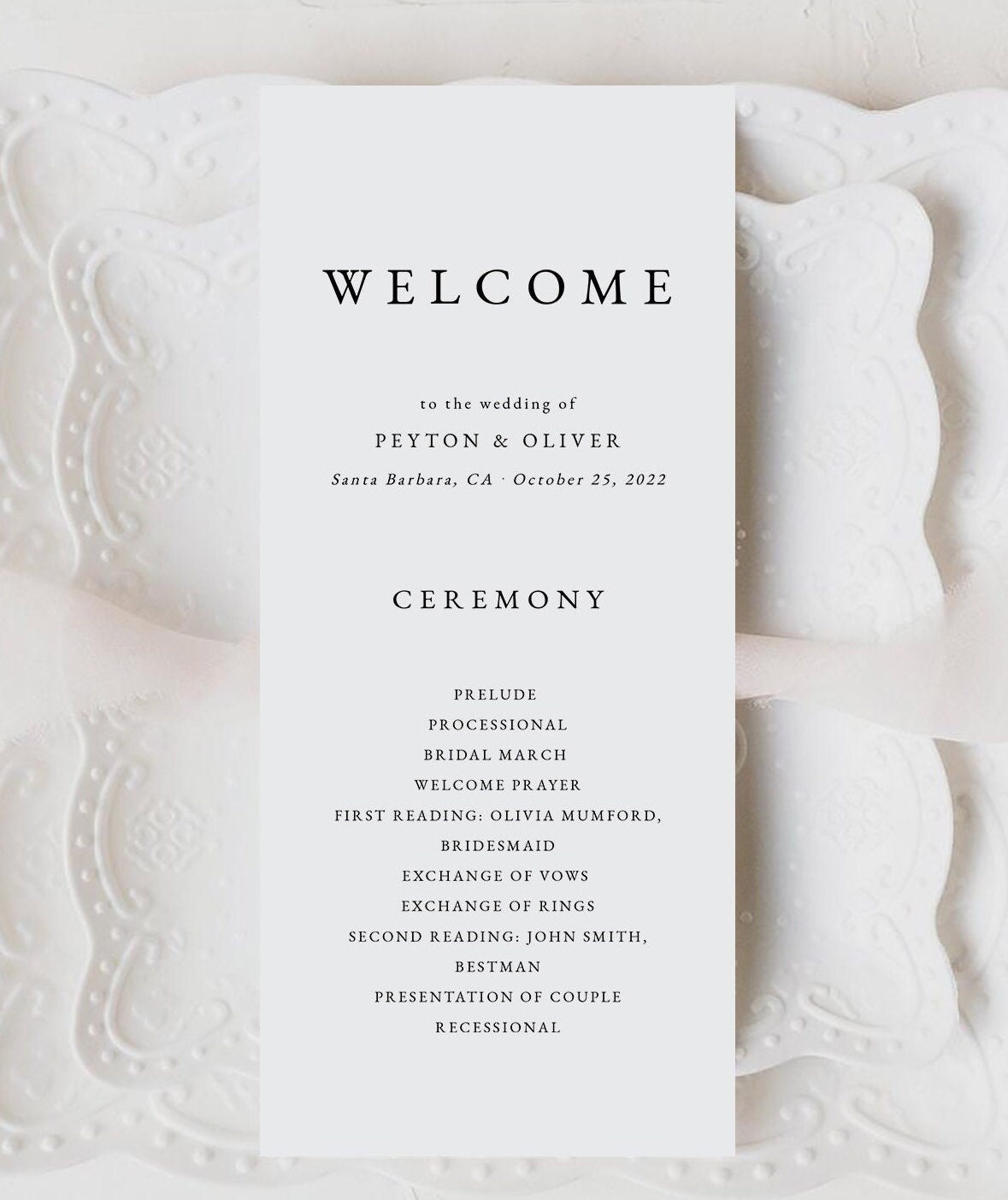 Simple Wedding Program Elegant Modern Program Template for - Etsy