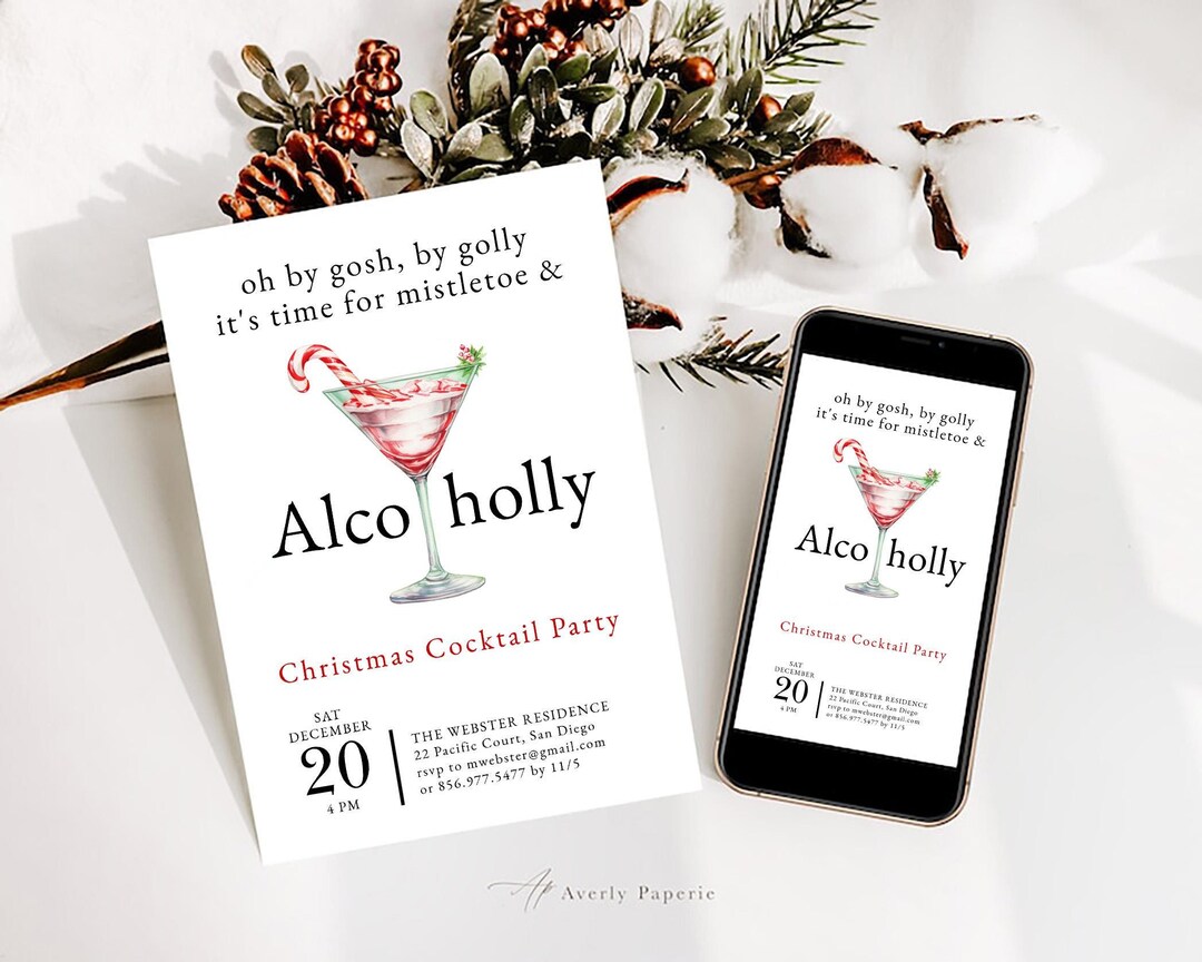 Christmas Cocktail Party Invitation, Time for Mistletoe and Alcoholly ...