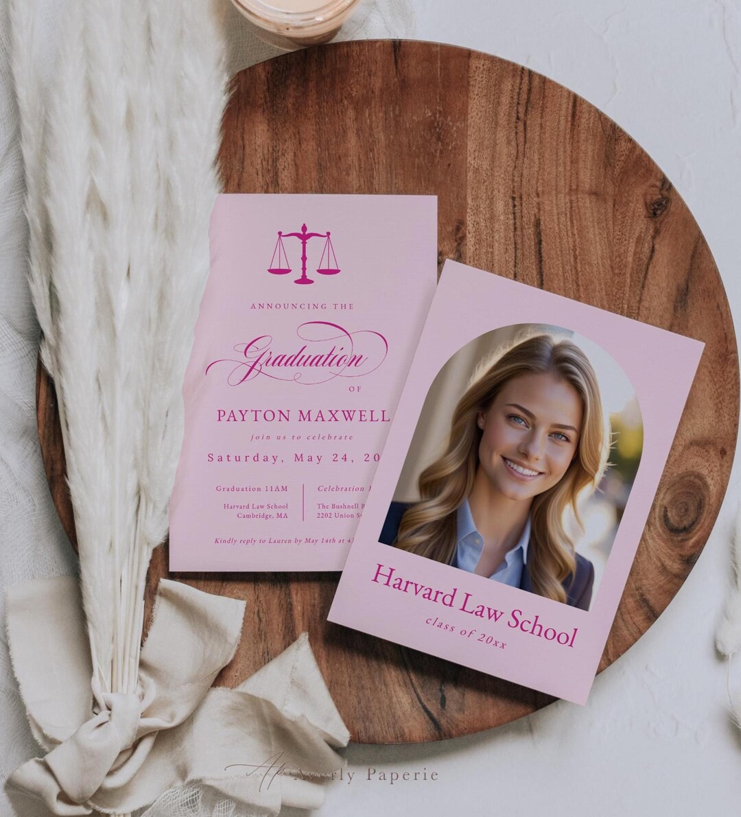 Pink Law School Graduation Party Invitation, Hot Pink Law School ...